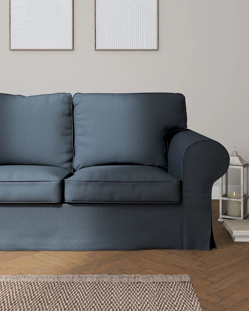 Potah na pohovku IKEA Ektorp 3-místná rozkládací, NOVÝ MODEL 2013 barva modrá látka pletený vzor