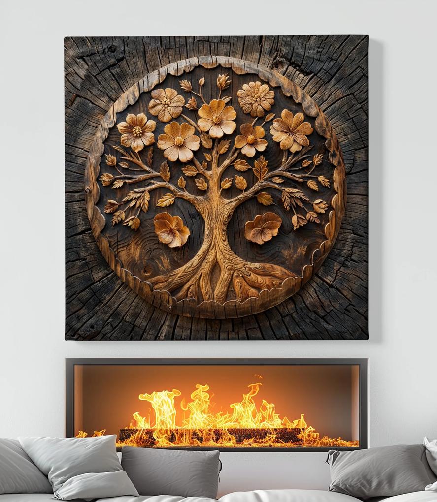 Obraz na plátně - Strom života Flow Air, dřevo styl FeelHappy.cz Velikost obrazu: 100 x 100 cm