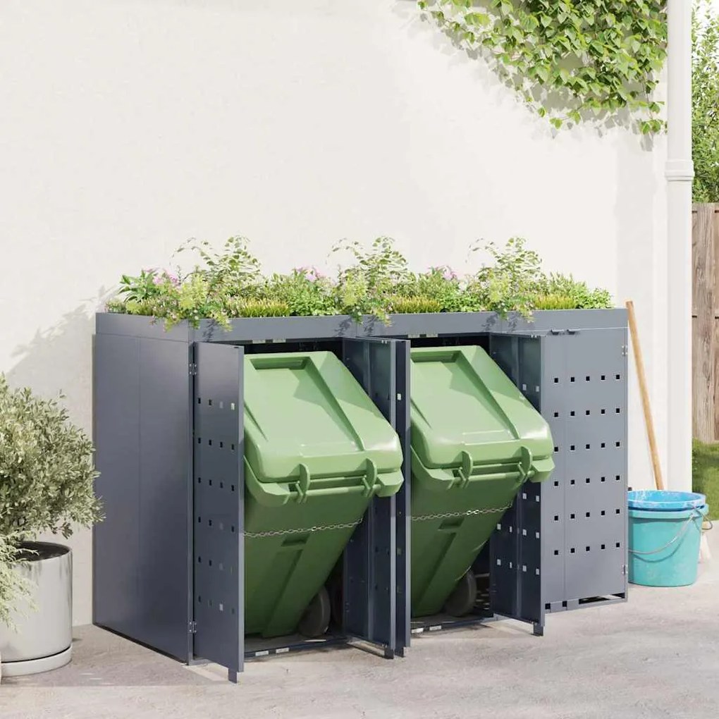 Úložný box na 3 popelnice Světle šedá 204 x 77,5 x 121,5 cm 3394749