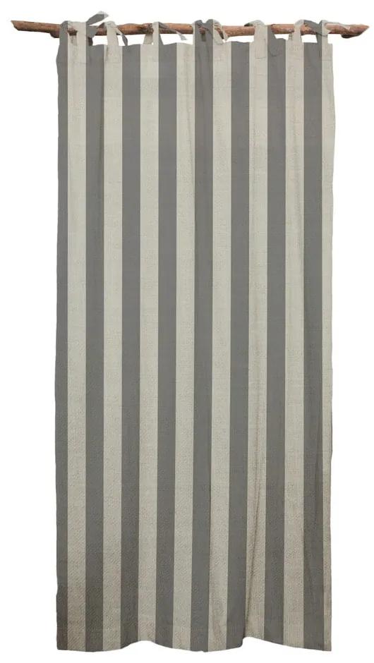 Šedý závěs Linen Cuture Cortina Hogar Grey Stripes