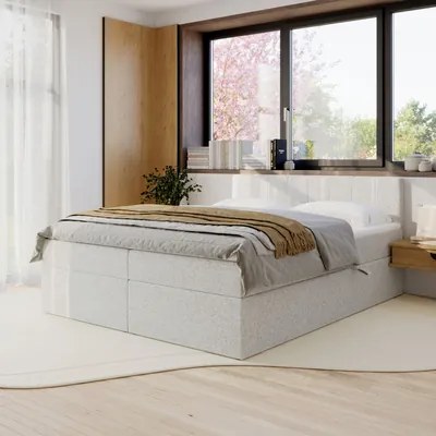 Postel boxspring se 2 úložnými prostory šedá PEDRO SOTTO PU 160x200 cm