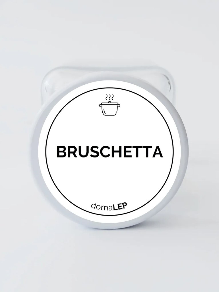 Samolepka na kořenky BRUSCHETTA bílá 5 cm tučné písmo