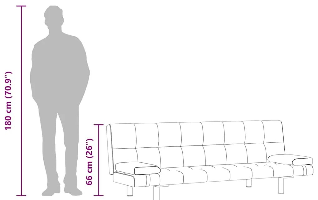 vidaXL Marketos Rozkládací pohovka se 2 polštáři umělá kůže polohovací krémová
