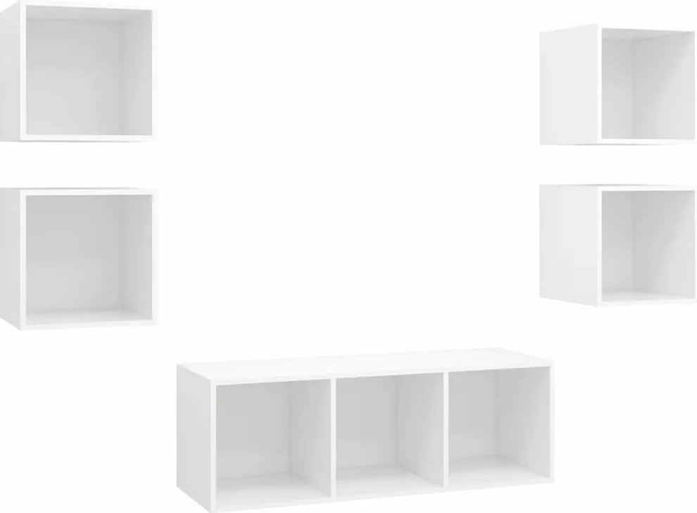 5dílný set TV skříněk bílý dřevotříska 3079610