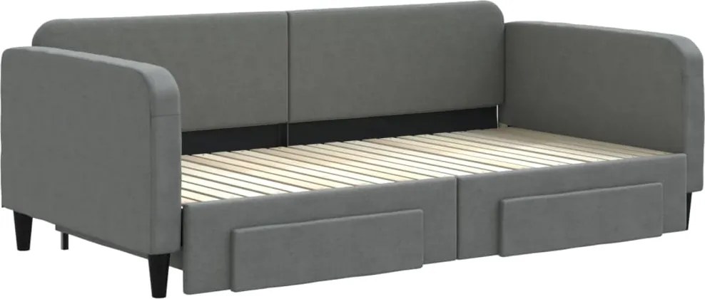 Válenda s přistýlkou a zásuvkami tmavě šedá 100 x 200 cm textil 3196858