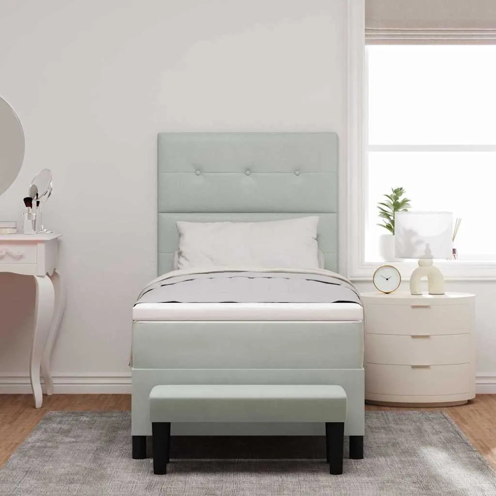 Postel s boxspringem s čelo Světle šedá 200 x 80 cm samet 3344474