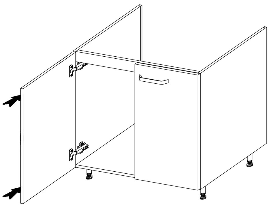 OLD STYLE | dolní kuchyňská skříňka 80 ZL 2F dřezová | 80 cm | antracit/old style