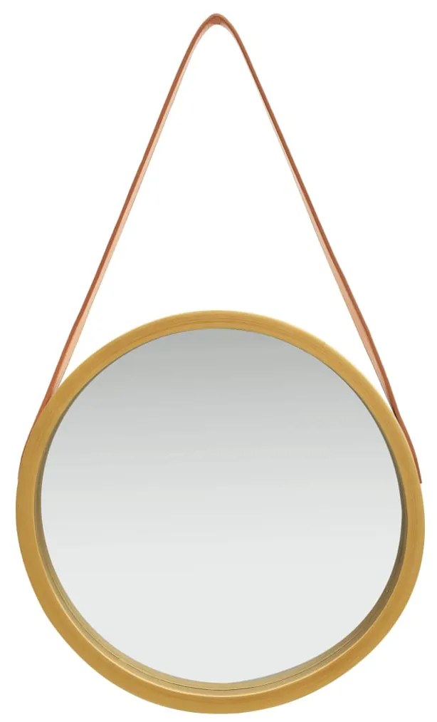 Nástěnné zrcadlo s popruhem 40 cm zlaté - Default Title