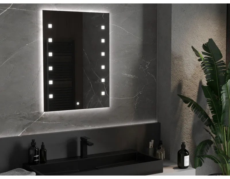 Mexen Ner, LED koupelnové zrcadlo s podsvícením 60x80 cm, 6000K, ochrana proti zamlžování, 9809-060-080-611-00