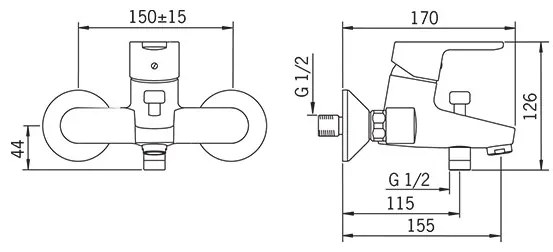 Hansa Vanová nástěnná baterie HANSAPRIMO 49442103