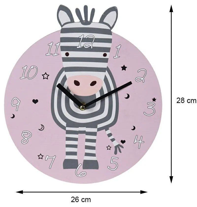 Dětské nástěnné hodiny Zebra, vícebarevná