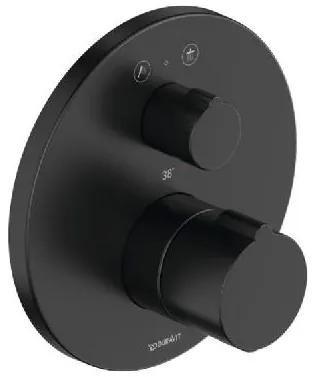 Duravit C.1 - Sprchová termostatická baterie pod omítku, pro 2 spotřebiče, matná černá C14200014046