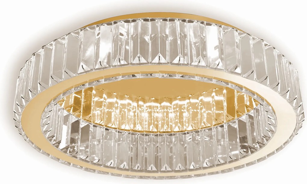 Toolight Toolight, LED stropní křišťálové svítidlo 39cm, 24W, 4000K, 1500lm, APP1719-C 40, zlatá lesklá, OSW-09300