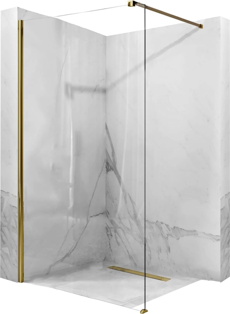 Rea AERO, sprchová zástěna WALK IN 110 x 195 cm, čiré sklo - zlatý profil, REA-K8441