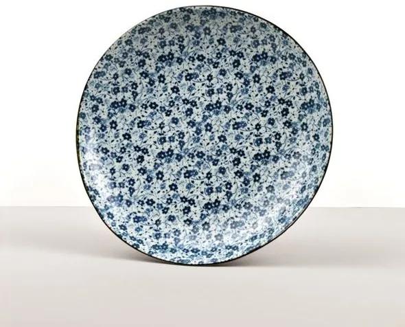 Blue Daisy mělký talíř Made in Japan, průměr 22,5cm, výška 4cm, keramika, handmade