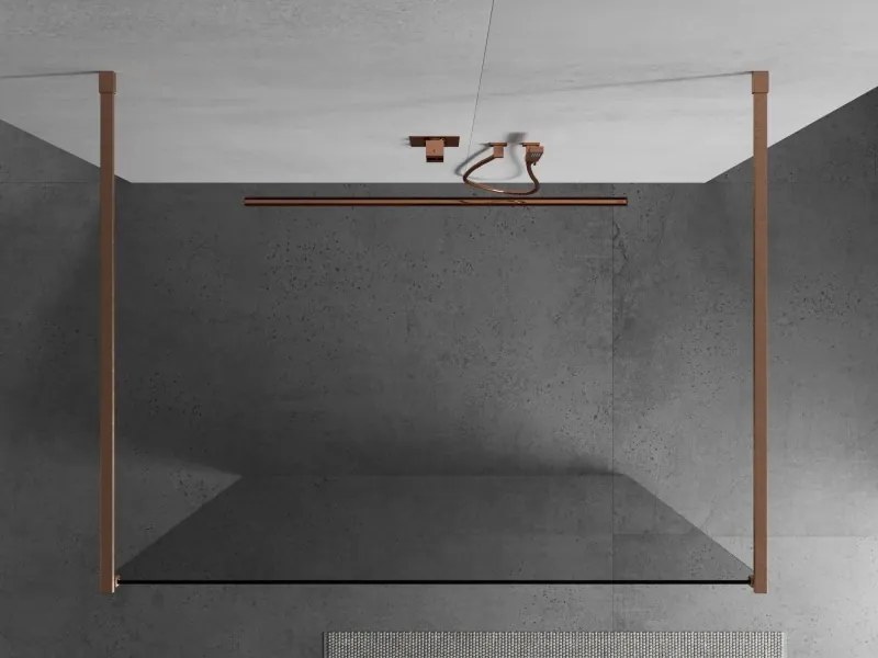 Mexen Kioto, sprchová zástěna Walk-In 155 x 200 cm, 8mm čiré sklo, měděný matný profil, 800-155-002-65-00