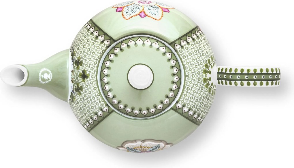 Pip Studio Lily & Lotus čajová konvice 1,6l, zelená (Porcelánová čajová konvice)