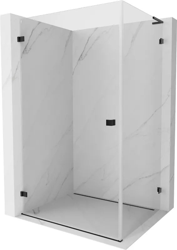 Mexen Lunar-B L sklápěcí sprchový kout levý 75 x 70 cm, čiré sklo, černá matná, 832L-075-070-70-00-L