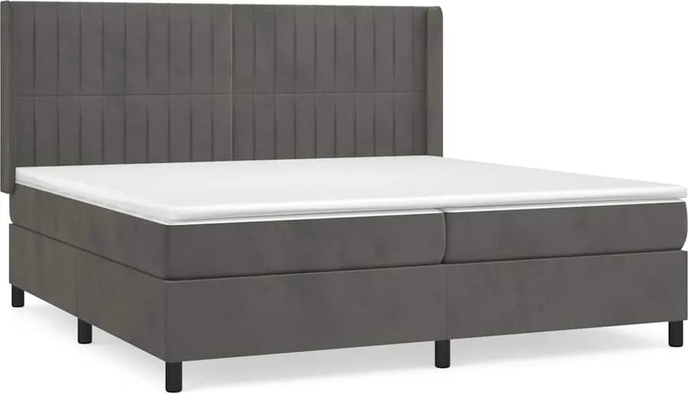 Box spring postel s matrací tmavě šedá 200x200 cm samet 3132820