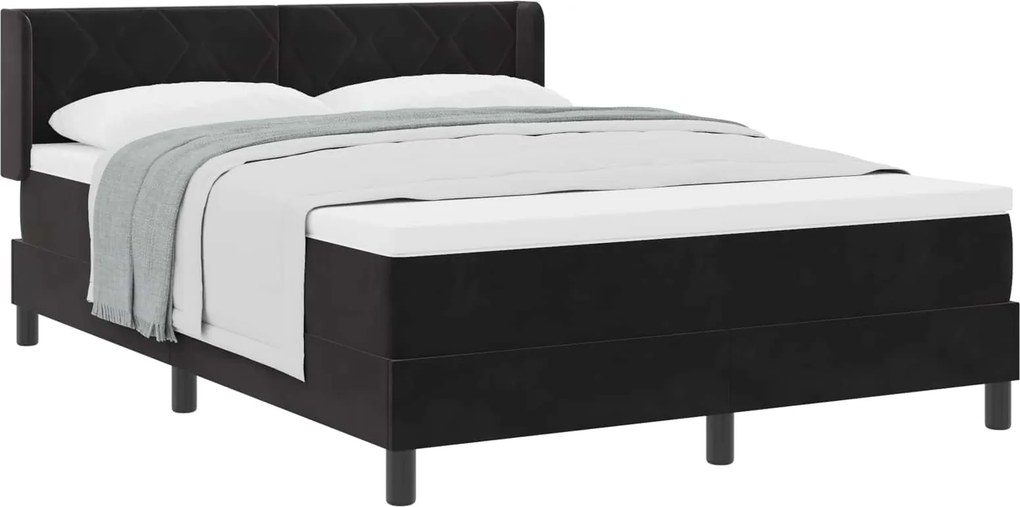 Postel s boxspringem s čelo Černý 190 x 140 cm samet 3341518