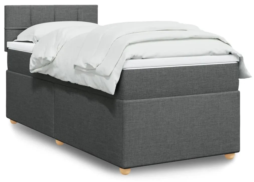 Box spring postel s matrací tmavě šedá 80 x 200 cm textil