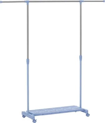 HOMCOM sušák na prádlo na kolečkách z nerezové oceli a botník 159x42x168 cm Modrá a stříbrná