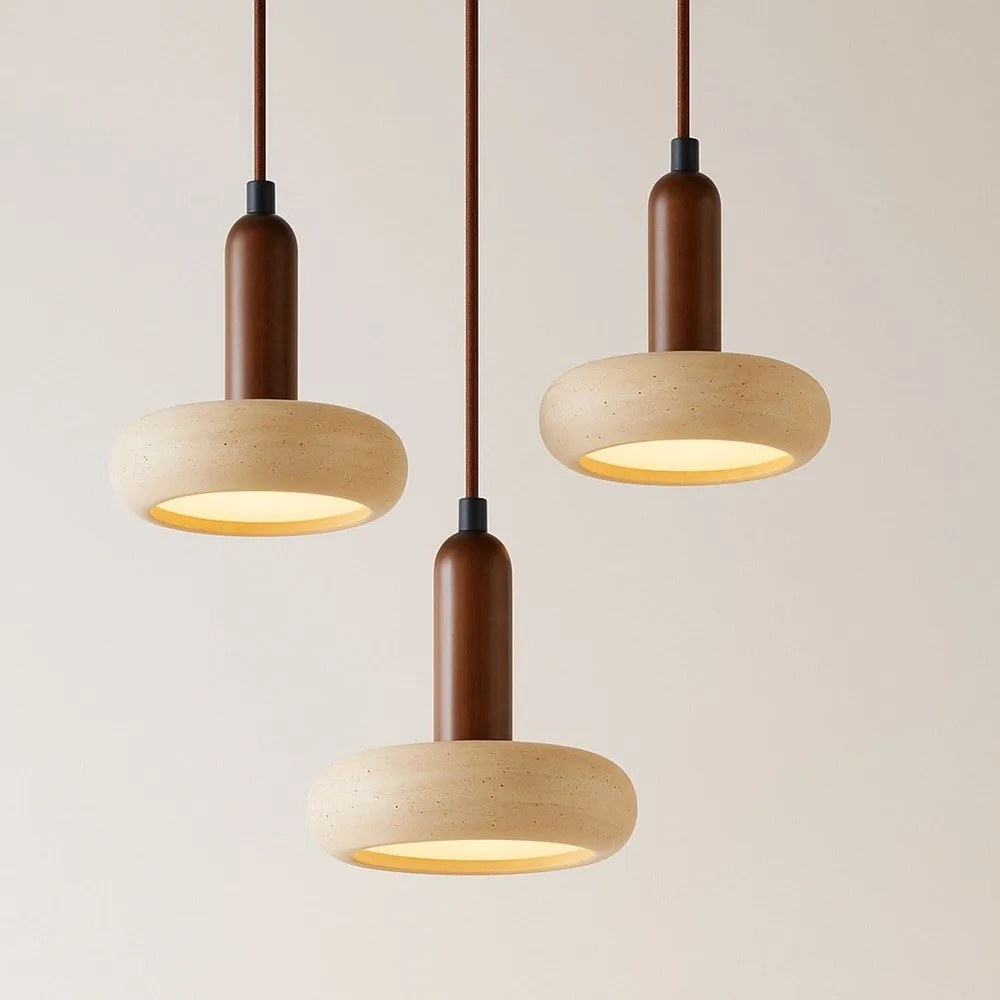 Hnědé/béžové LED závěsné svítidlo s kamenným stínidlem ø 15 cm Karo – Opviq lights