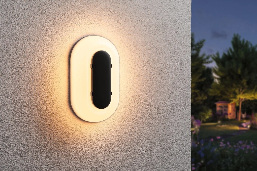 P 94957 LED venkovní nástěnné svítidlo Elunor IP65 podlouhlé 122x212mm 2200 - 4000K 18,5W 230V antracit/bílá polykarbonát - PAULMANN
