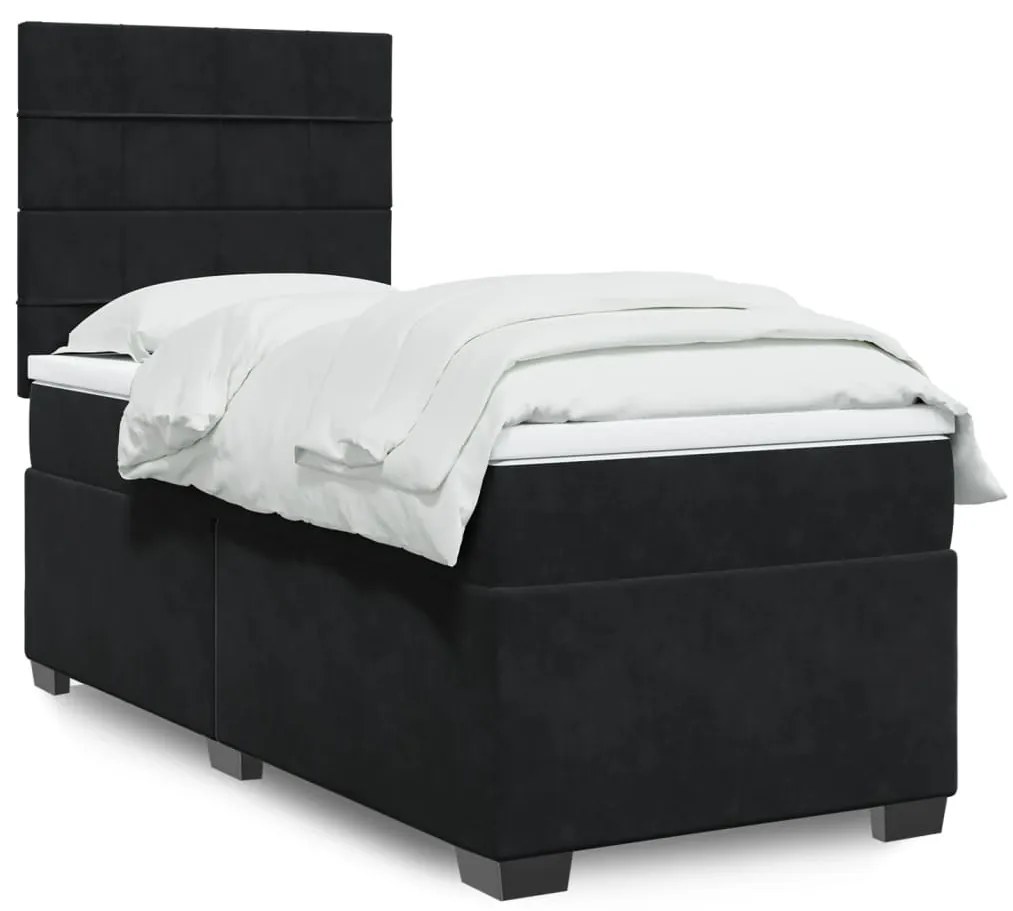 Box spring postel s matrací černá 90x200 cm samet 3293112