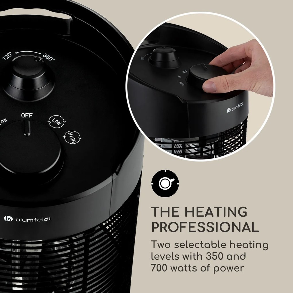 Blumfeldt Heat Guru 360 Mini, infračervený ohřívač, 700/350 W, oscilace, černý