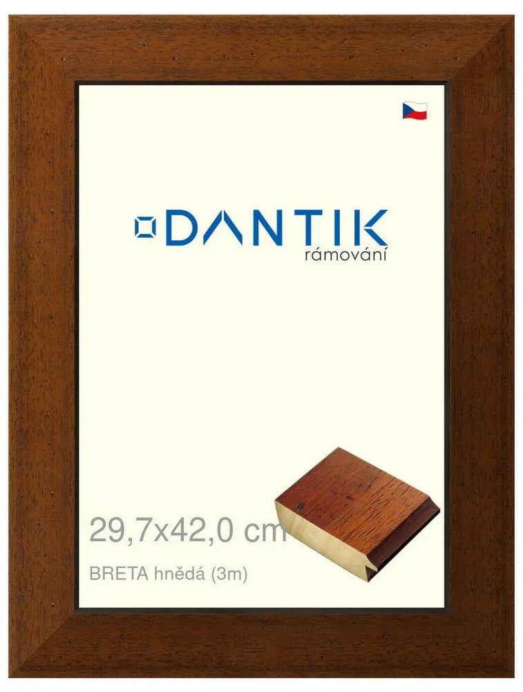 DANTIK rámeček 29,7x42 | BRETA hnědá (Plexi Čiré)