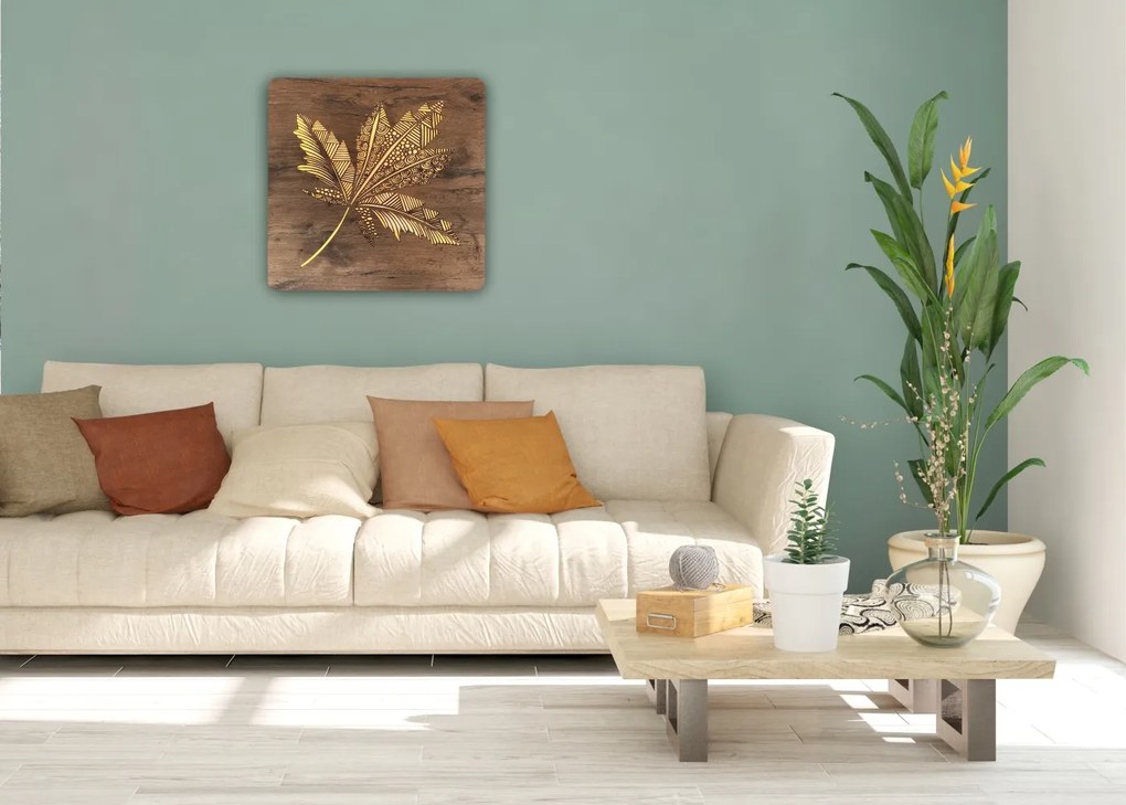 Li-Go "List javoru" světelný obraz 230V 62x62cm provedení povrchu: dub světlý