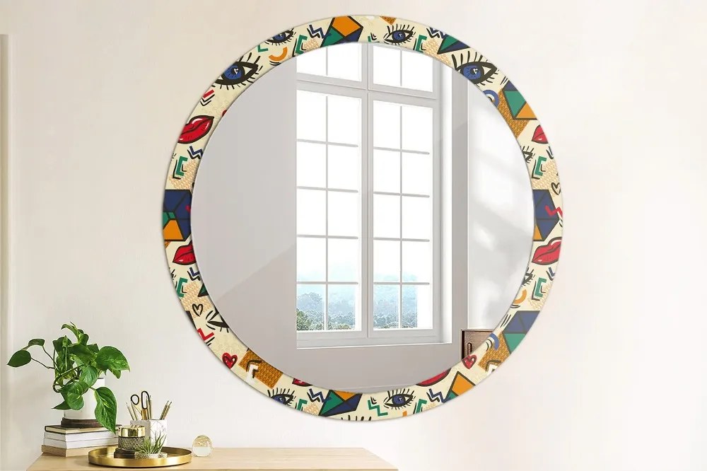 Kulaté dekorativní zrcadlo Popový umělecký styl fi 100 cm