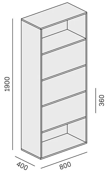 PLAN Vysoký kancelářský policový regál LAYERS, 3 boxy, 800 x 400 x 1905, bílá