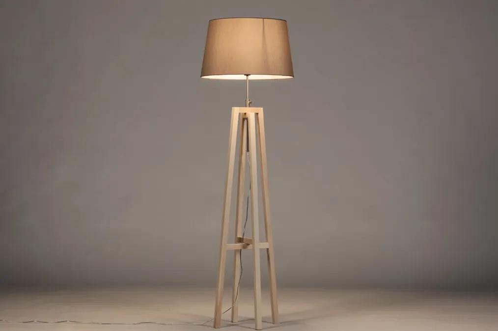 Stojací designová lampa Paola Grey and Natur Wood