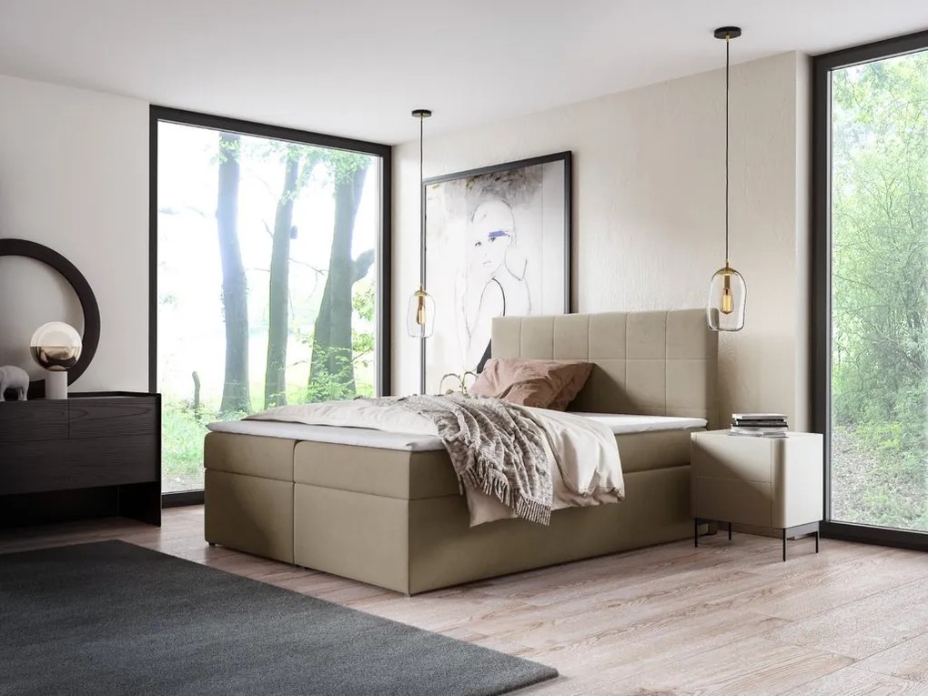 Eka Kontinentální čalouněná postel SMART - Trinity (140x200 cm) Barva látky Trinity: Světle modrá (Trinity 2322)