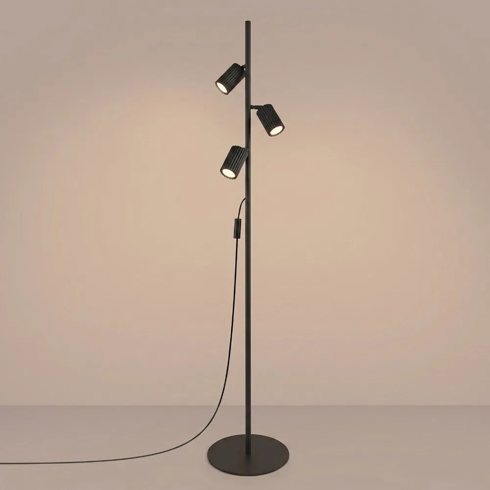 Černá hliníková stojací lampa s ohybatelnou konstrukcí (výška 155 cm) Gleam – Sollux