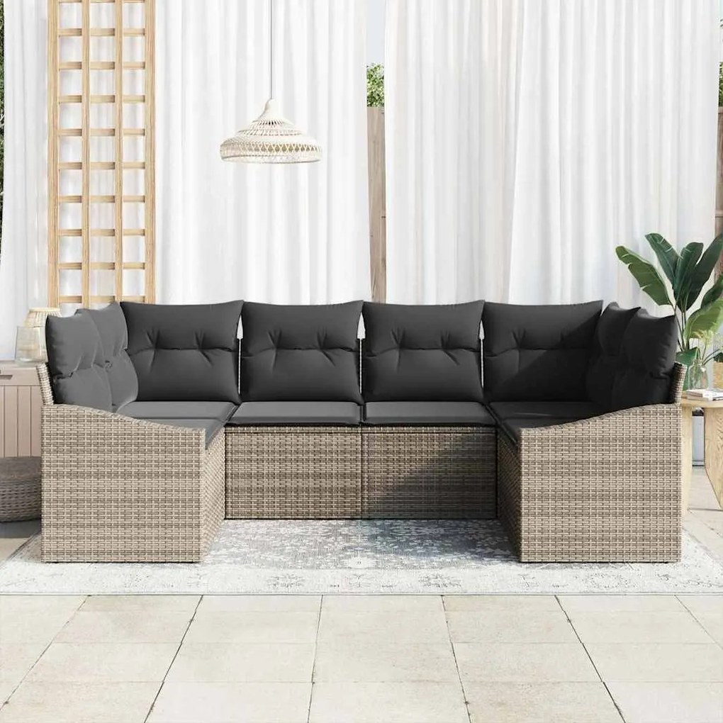 Set pohovek 6 ks Šedá polyratan 3346859