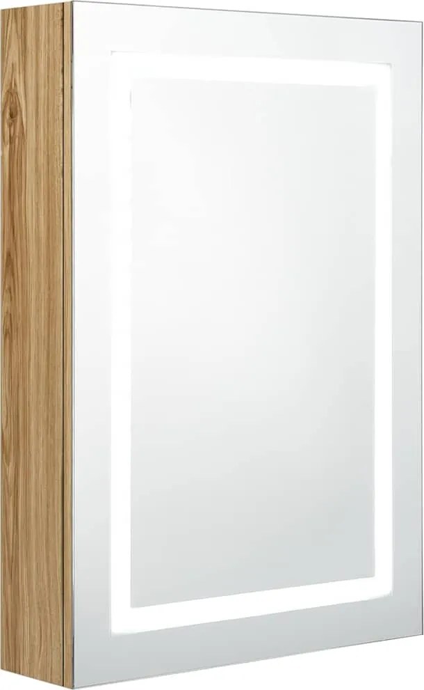 LED koupelnová skříňka se zrcadlem dub 50 x 13 x 70 cm 326492