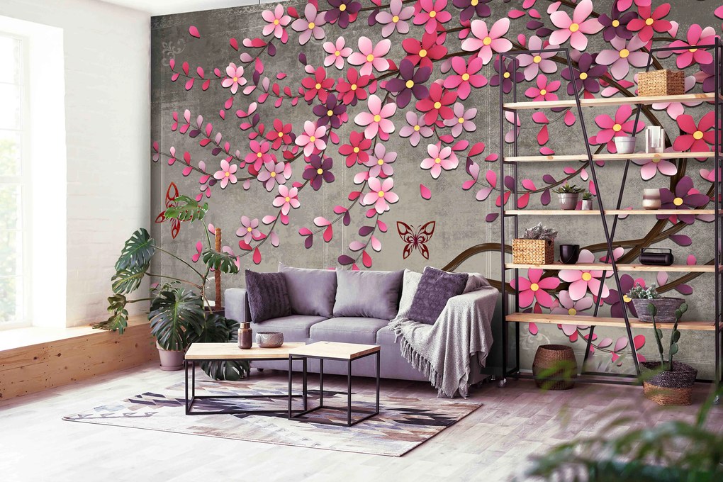 Malvis ® Tapeta Stylizovaná sakura Vel. (šířka x výška): 504 x 310 cm