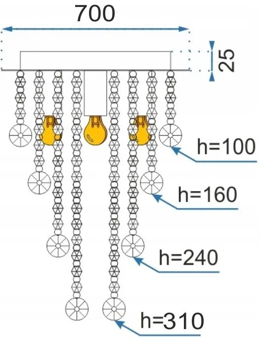 Toolight Křišťálová lampa Plafon 392203