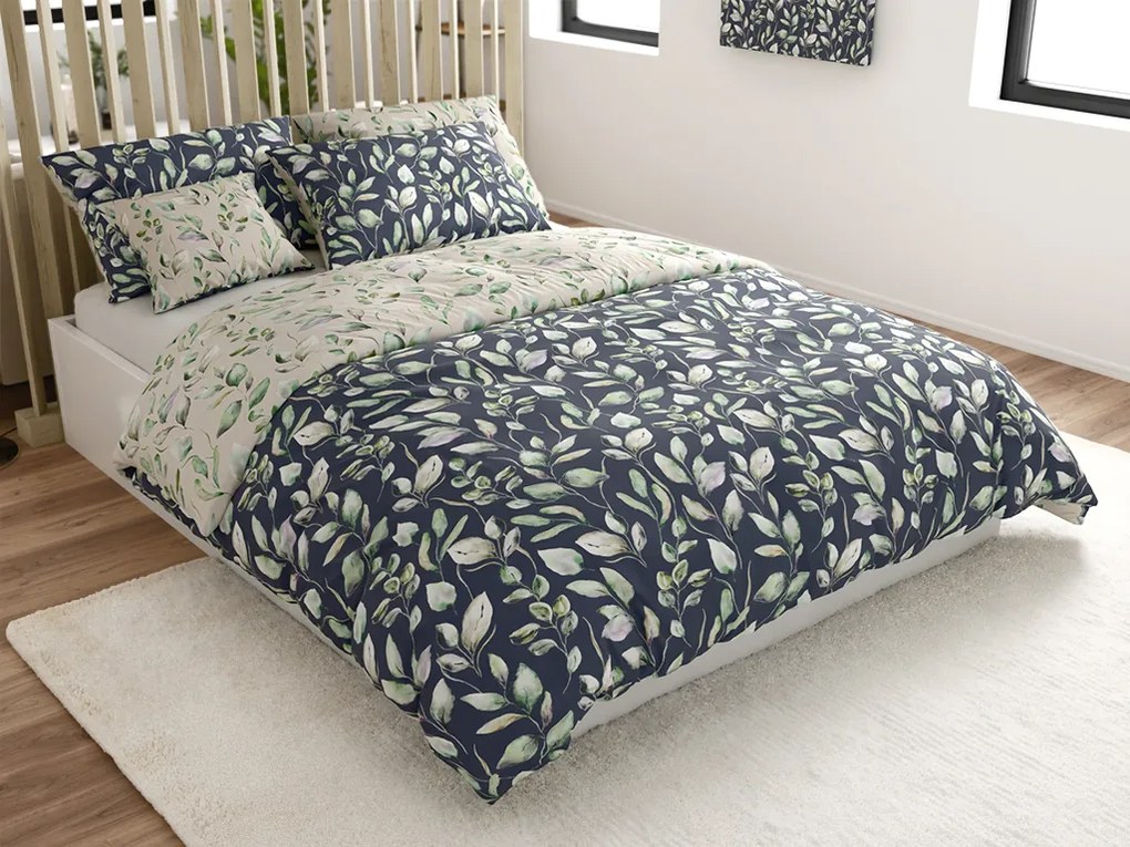 Povlečení z mikrovlákna DREAMFLOR černo-béžové Rozměr povlečení: 70 x 90 cm | 140 x 200 cm