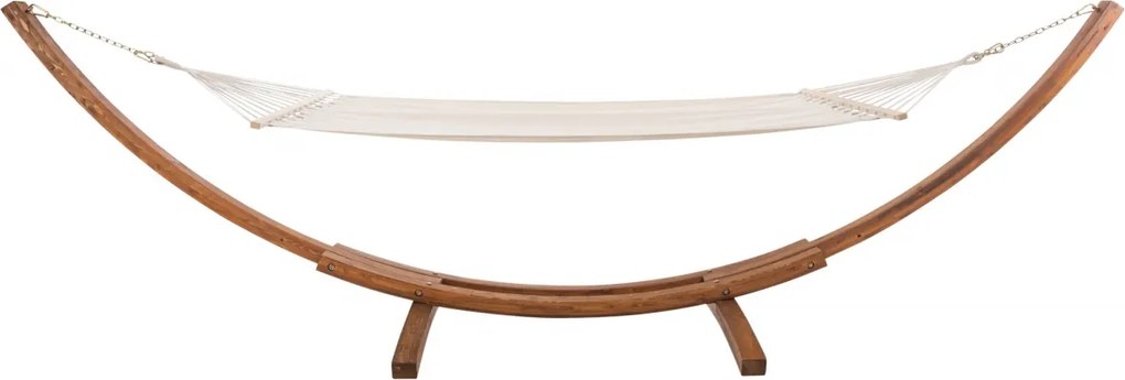 Houpací síť Miramar 400 x 120 x 107 cm - dřevěný rám - Krémová