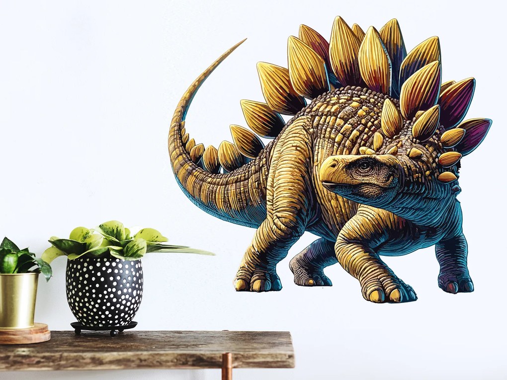 Stegosaurus textilní přelepitelná samolepka na zeď arch 45 x 40 cm