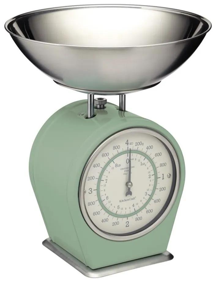Kitchen Craft Mechanická kuchyňská váha Sage green - 4 kg, zelená barva, kov