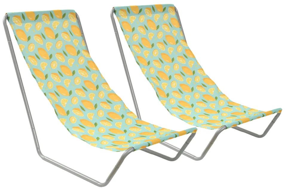 Sada 2 ks skládacích plážových lehátek SAND LEMON, barevné