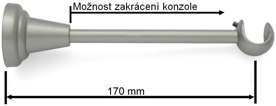 GARNÝŽE-HEBR Garnýž Torino matná stříbrná jednoduchá 220 cm