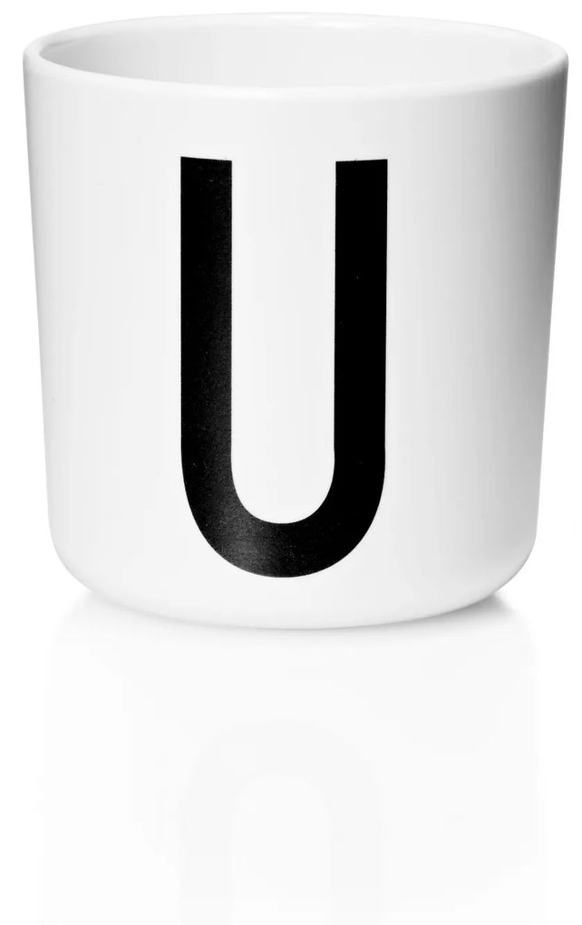 DESIGN LETTERS Dětský melaminový hrneček Letters 200 ml U, černá barva, bílá barva, melamin