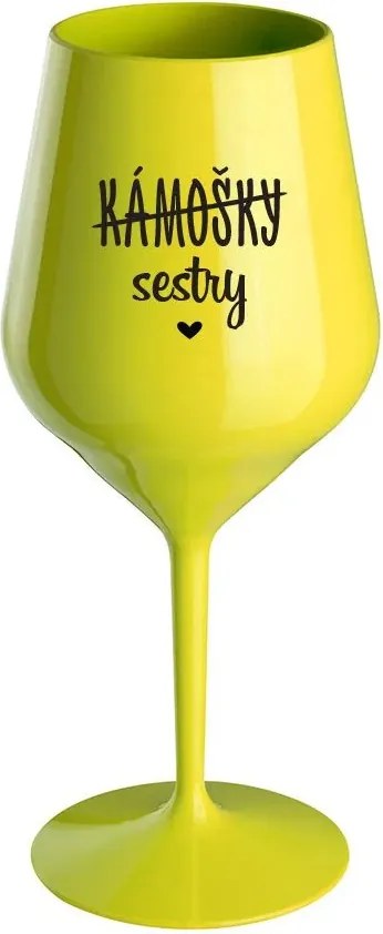 KÁMOŠKY - SESTRY - žlutá nerozbitná sklenice na víno 470 ml