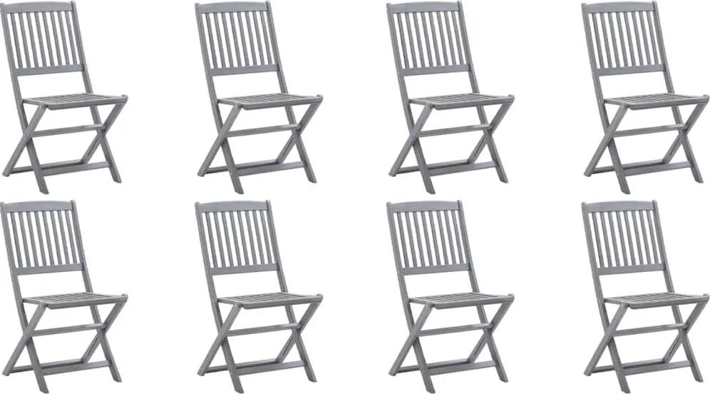 vidaXL Skládací zahradní židle s poduškami 8 ks masivní akácie [3078310] Barva: krémová